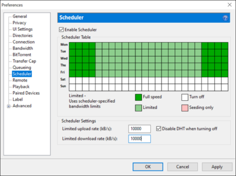 How to Schedule Downloads in BitTorrent/μTorrent Classic